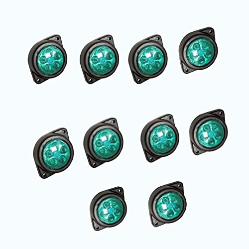 LED outline marker lights trailer fot truck24V Clearance Lamp for Truck Trailers chicken lights for semi trucks freightliner cargo Marker lights Universal Fit, Color Green, Pack of 10
