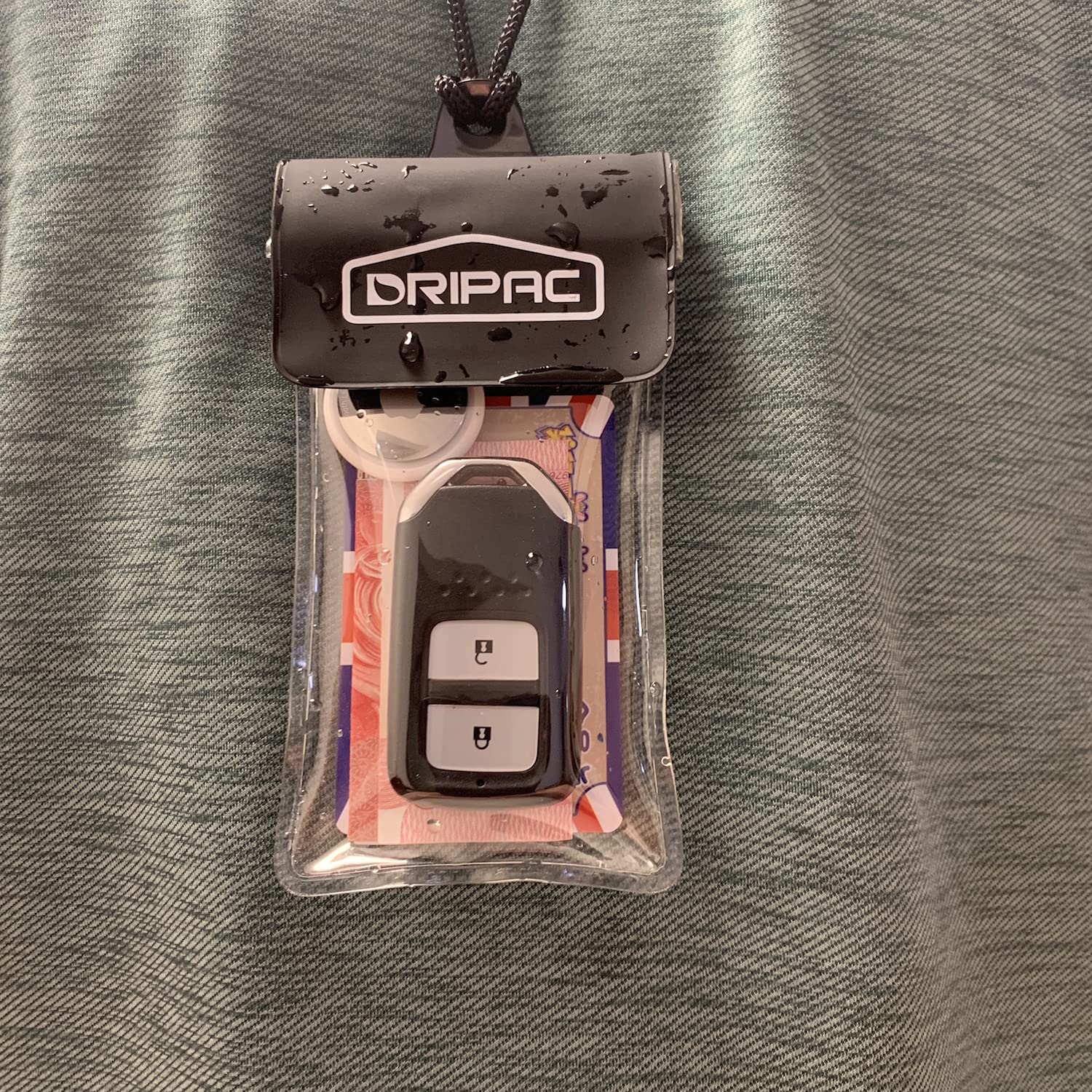 DRIPAC Waterproof Car Key FOB Case Waterproof Wallet Waterproof Holder Pouch for Key ID Badge Credit Card Money(Black)
