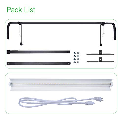 iGrowtek 2ft Grow Light for Seed Starting,LED Grow Lamp for Indoor Plants,Seedling Grow Light with Stand,Seed Starter Light Kit with Natural White Spectrum,Height Adjustable,Iron Frame,ON-Off Switch