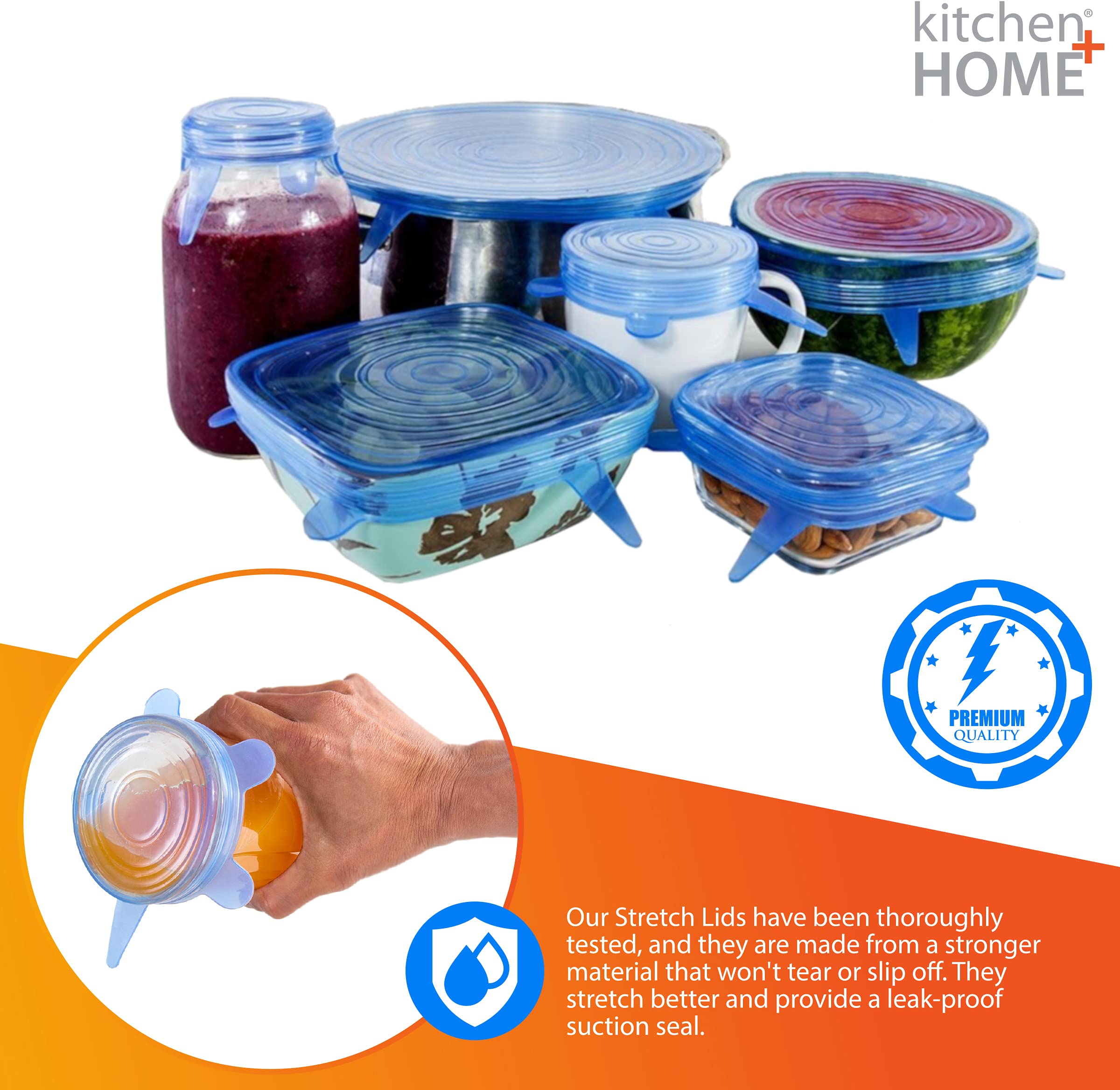Kitchen + Home Silicone Stretch Lids - Set of 6 Silicone Food Saver Covers - BPA (1)
