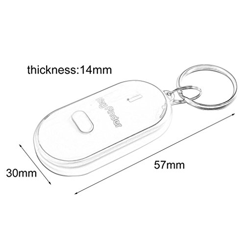 LED Whistle Key Finder Flashing Beeping Sound Control Alarm Anti-Lost Keyfinder Locator Tracker with Keyring(White)