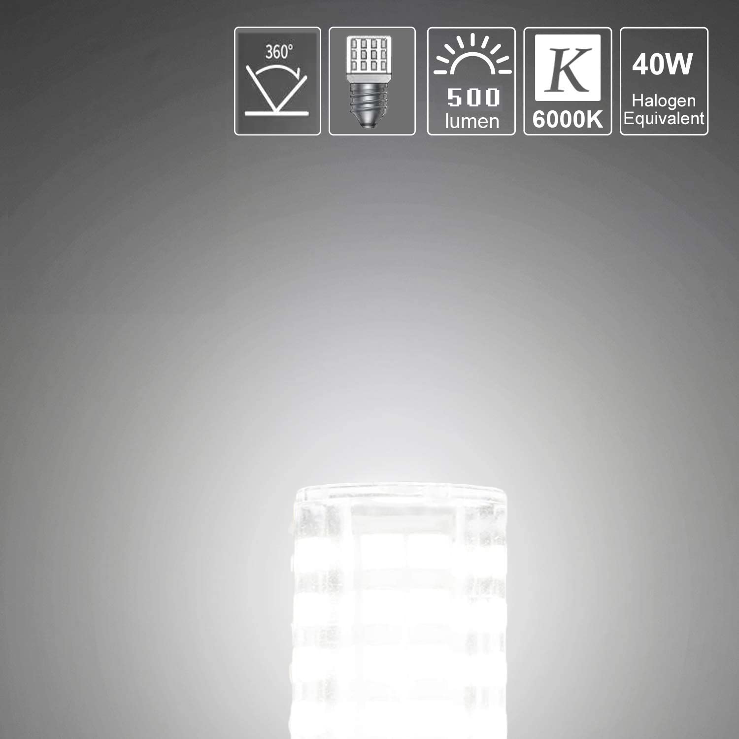 fuda lamp 40W T10 Tubular Clear Led Medium Base E26 Light Bulb120V Daylight White 6000K 1 Pack