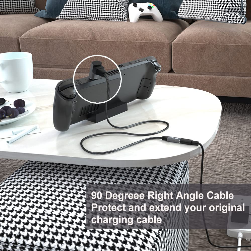 JOYJOM Right Angle USB C Cable:- USB C 3.2 Male to Female PD 100W USB C 90 Degree Extension Cord, 10Gbps Data Transfer Cable for Steam Deck ROG Alloy Nintendo Swich Tablet Phone- 1M/3.3FT