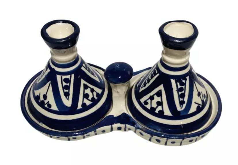 GGE "MELH BLUE" TAGINE Multi-Purpose SALT & PEPPER SMALL Moroccan Tajine