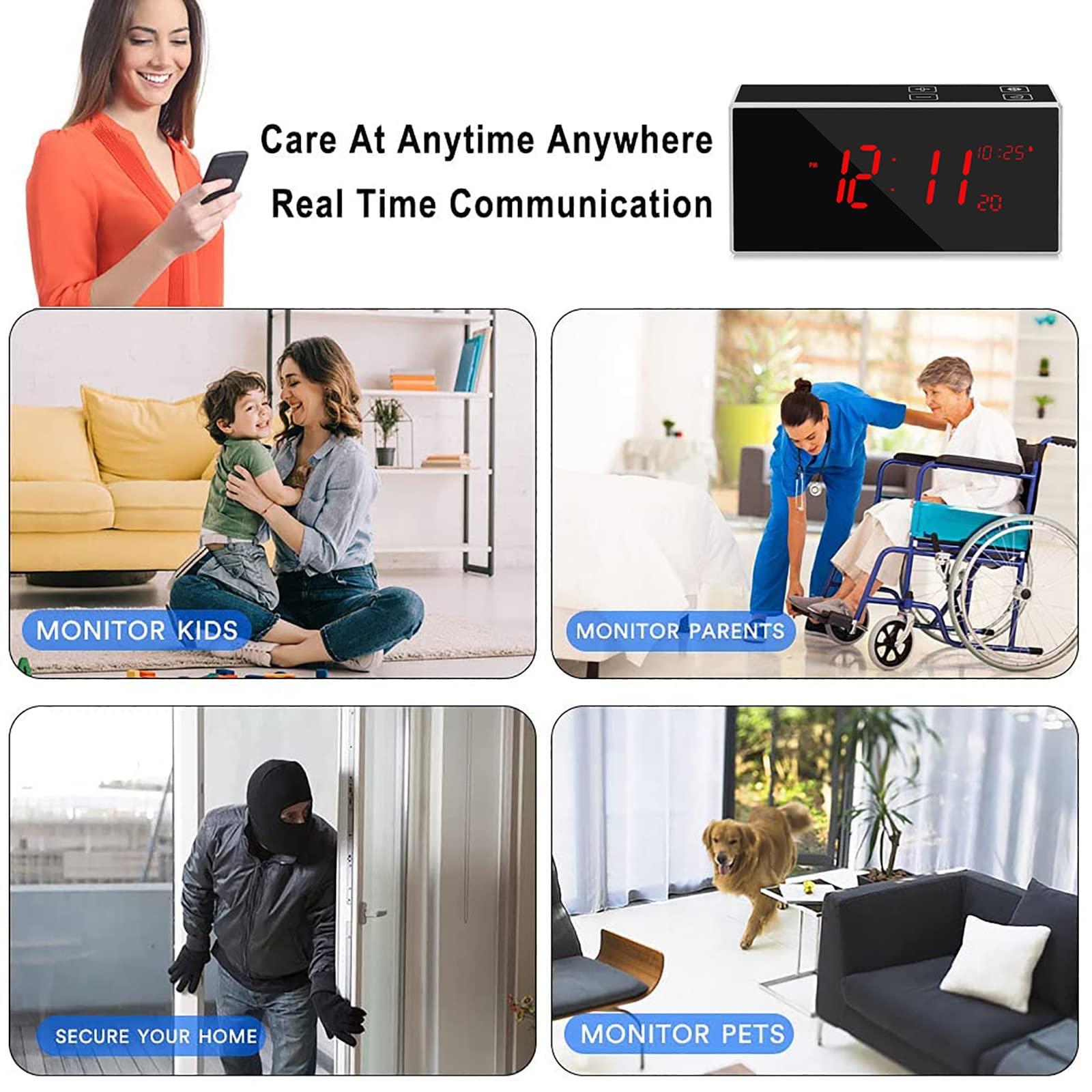 Hidden Spy Camera Alarm Clock Wireless with Stronger Night Vision,Motion Activated,Nanny Spy Cam with 160°Viewing Angle,Aipmoz Security Secret Camera for Home Office Store(2.4/5Ghz)