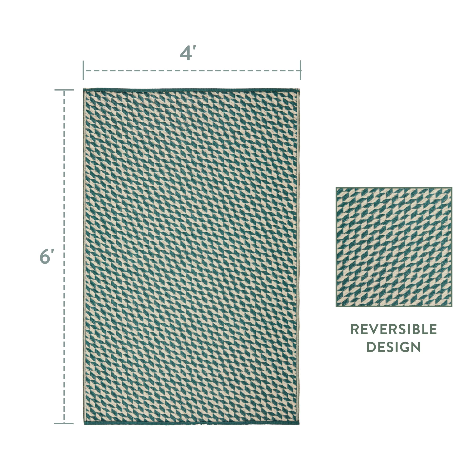 Edenbrook Bullen Houndstooth Outdoor Rug 4x6 – Patio Décor – Waterproof and Reversible – Blue Spruce Area Rug