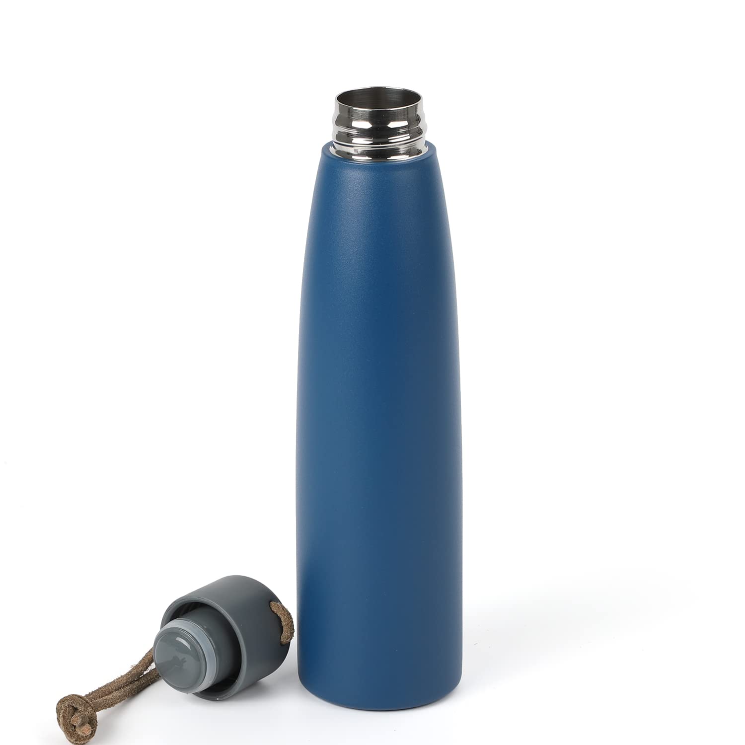 Dusgut Water Bottle, 18 oz Vacuum Insulated, Stainless Steel with Strap Cap, Navy Blue