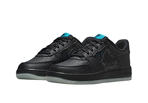 Nike Big Kid's Air Force 1 '06 "Space Jam Black/Black-Lt Blue Fury (DN1434 001) - 4