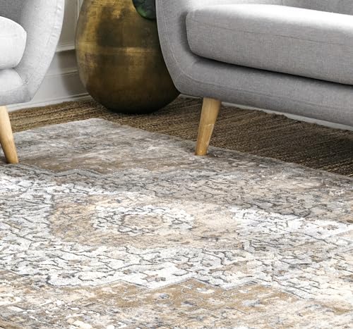 nuLOOM Vintage Medallion Thea Area Rug, 6' 7" x 9', Beige
