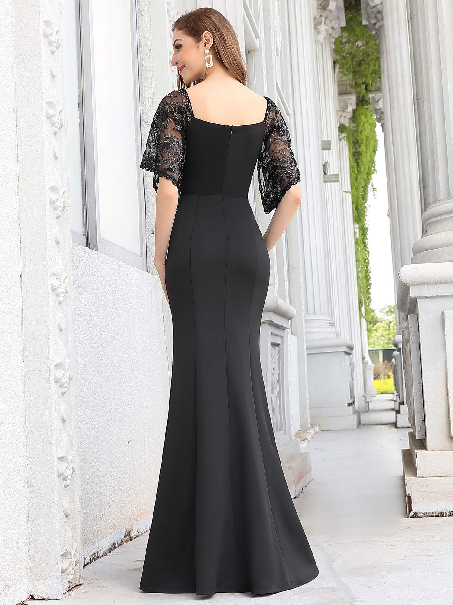 Ever-Pretty Evening Dress for Women Formal Long Bridesmaid Dress for Wedding Guest Black US16