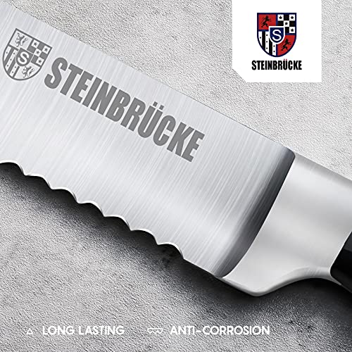 Serrated Bread knife 10 inch - Ultra sharp Bread Slicing Knife Forged from German Stainless Steel 5Cr15Mov, HRC58, Full Tang kitchen bread knife for Homemade, Crusty&Soft Bread