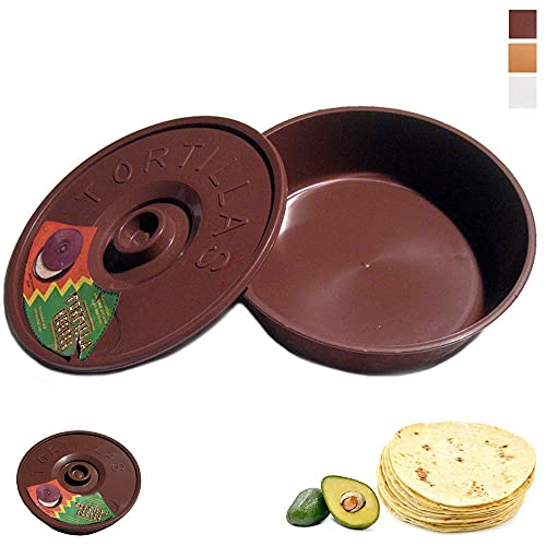 Generic Tortilla Container Keeper Microwave Warmer 8 inch Round Pita Taco Warm Flatbread New, Beige