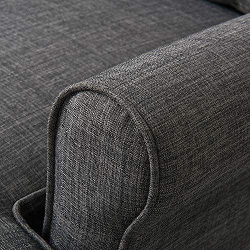 Serta Harmon Reversible Sectional Sofa, Modern L-Shaped Couch for Small Spaces, Soft Fabric Upholstery, Rolled Arm, Dark Gray