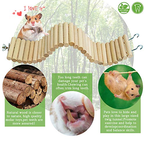Syrian Hamster Bendy Long Wood Bridges,Dwarf Hamster Bendable Ladder Hideout Toys,Gerbil Chewing Natural Wooden Stuff for Teeth,Hamsters Cage Ramp Climbing Activity for Rodents,Mouse,Mice,Rat