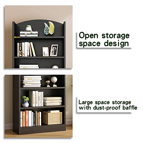 MIN WIN 47.24" Tall Bookcase and Bookshelf, Open Shelf Wood Bookcase with 5-Tier Storage Shelves,Bookshelves Standing Display Shelf Units for Home Office, Living Room, Bedroom, Kitchen,Black Walnut