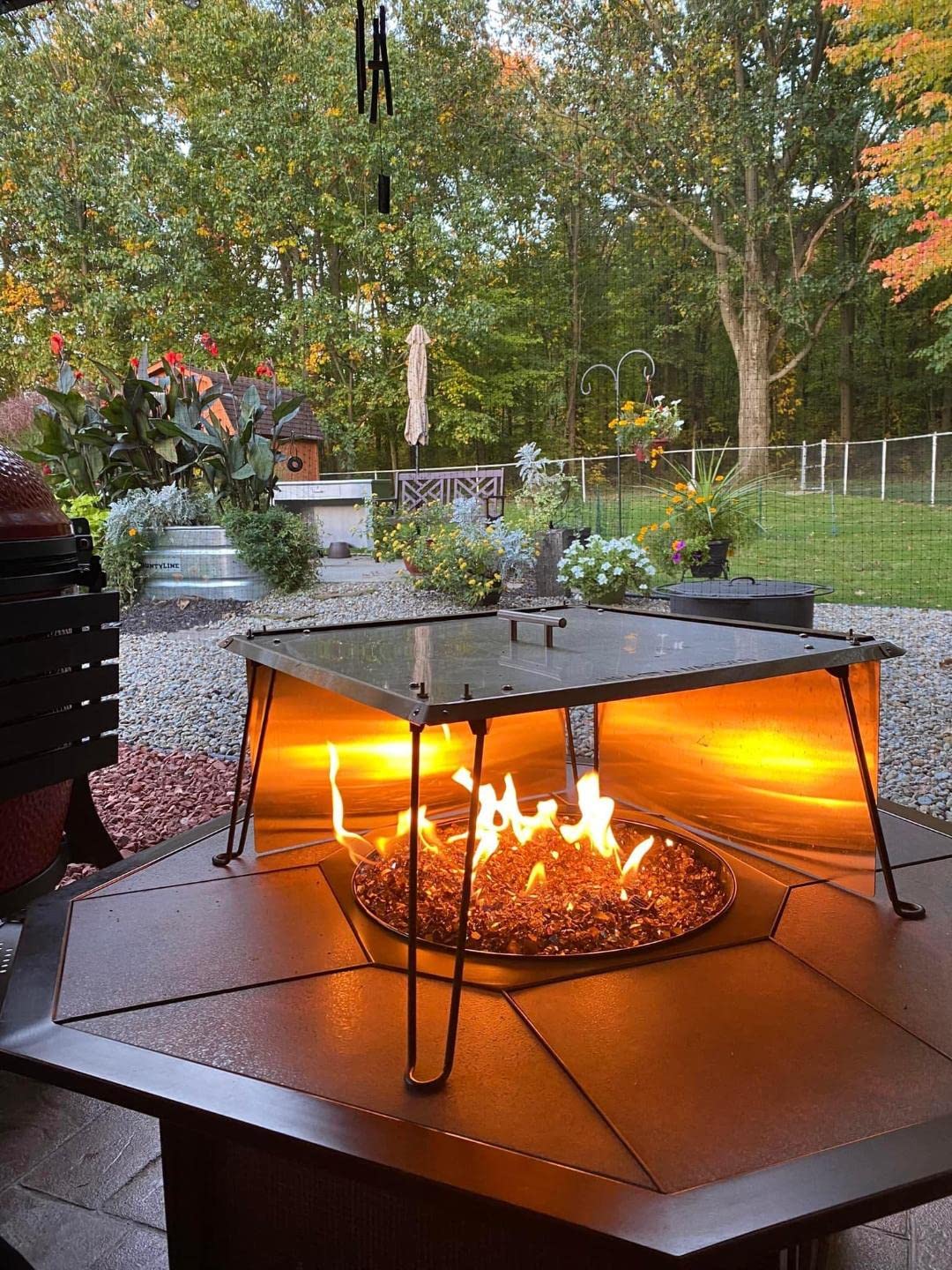 Heat Warden Premium Heat Deflector System with 3 Stainless Steel Sides Turns Your FIRE Pit INTO a Warm and Cozy Outdoor Fireplace!