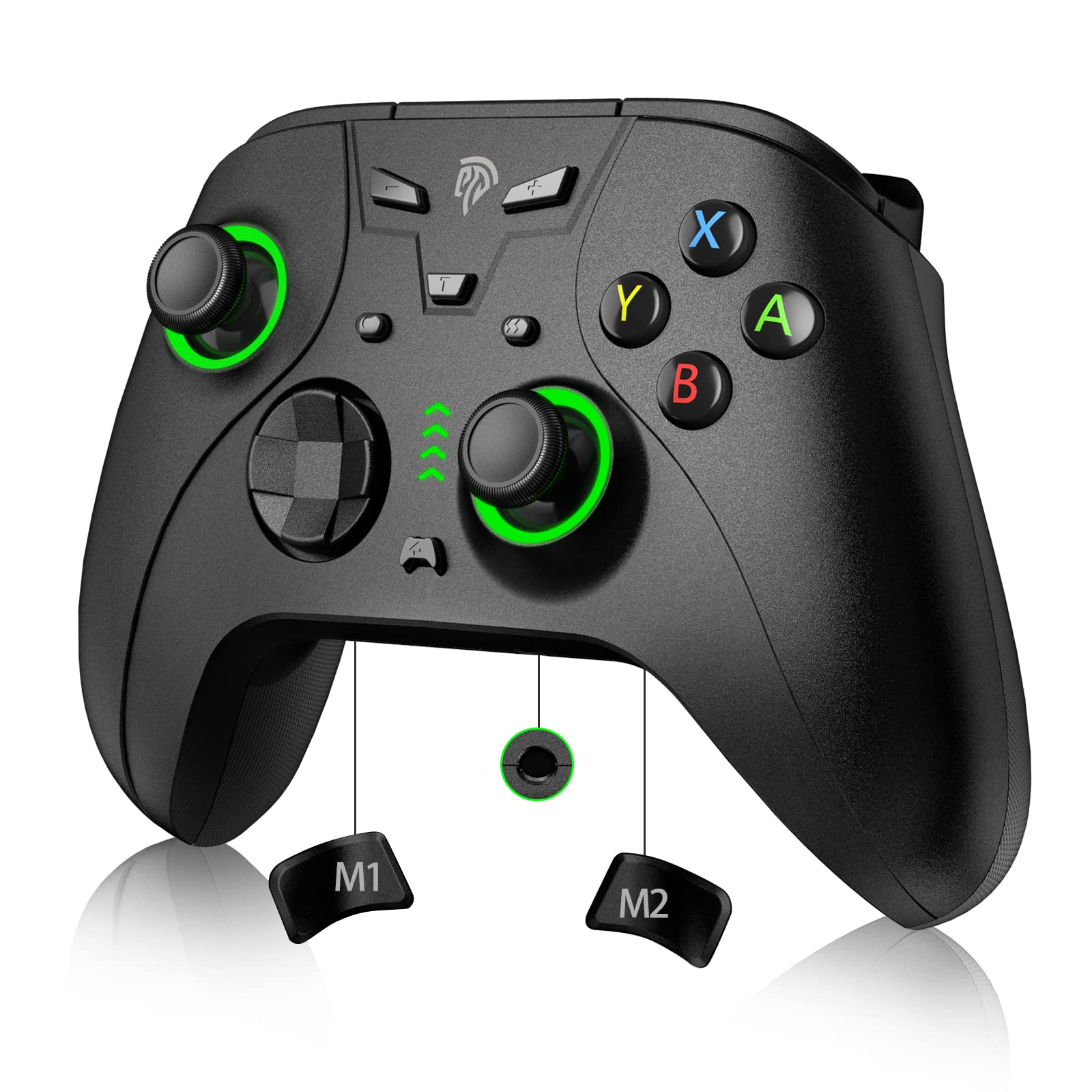 EasySMX Switch Pro Controller for Nintendo Switch/Switch Lite/OLED, Wireless Switch Controller with Programmable Buttons, Dual Vibration, Turbo, Green LED Light and Wake up Function, Headphone Jack