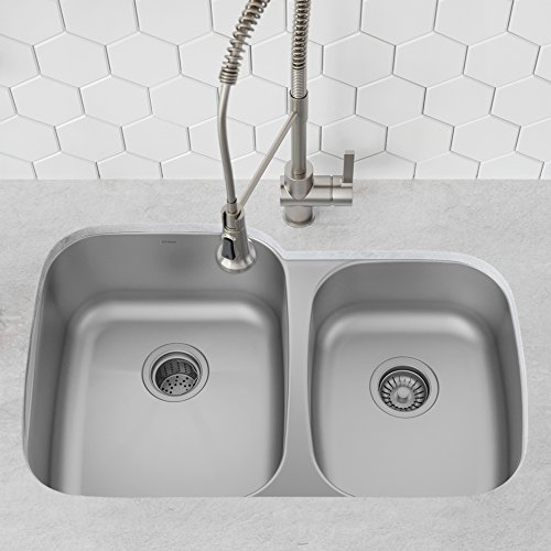 Kraus KBU24 32 inch Undermount 60/40 Double Bowl 16 gauge Stainless Steel Kitchen Sink