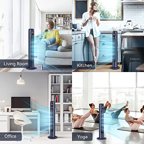 Taylor Swoden Tower Fan with Remote, Oscillating Quiet Standing Bladeless Fans, 40” Portable Powerful Floor Fan Cooling for Home, Bedroom, Living Room, Office, 3 Modes 3 Speed Setting 24H Timer
