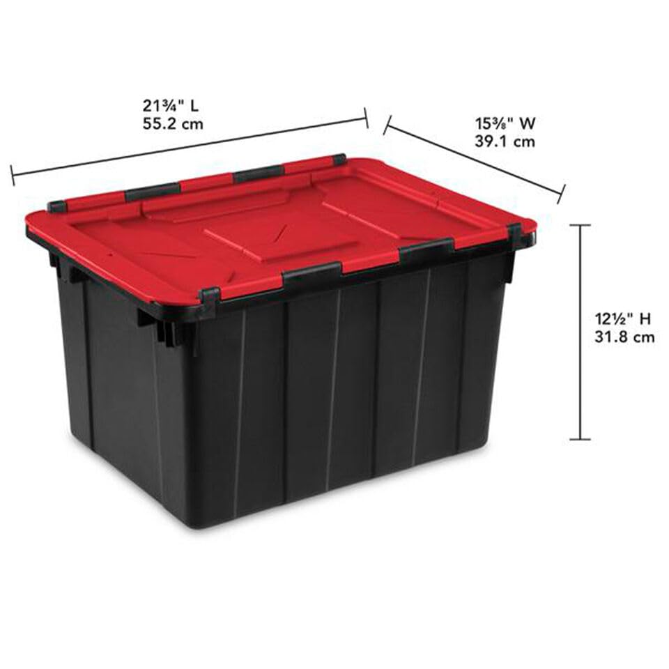 ODEENE For Sterilite 12 Gallon Hinged Lid Industrial Tote, Stackable Storage Bin, 6 Pack