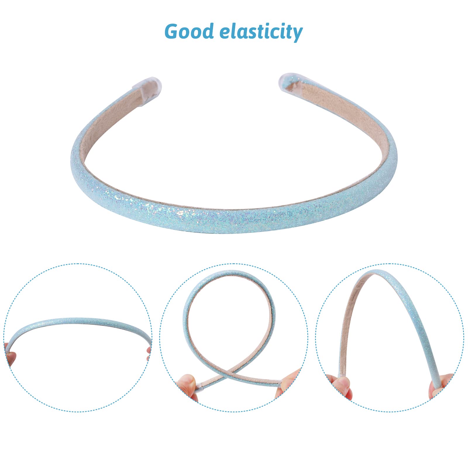 Fishdown Thin Glitter Headbands 6 Pack, Including Gold, Silver, Rose Red, Pink, Blue, Light Blue for Girls and Women, Non-slip Upgraded Sequin Headband with Soft Fabric Cover