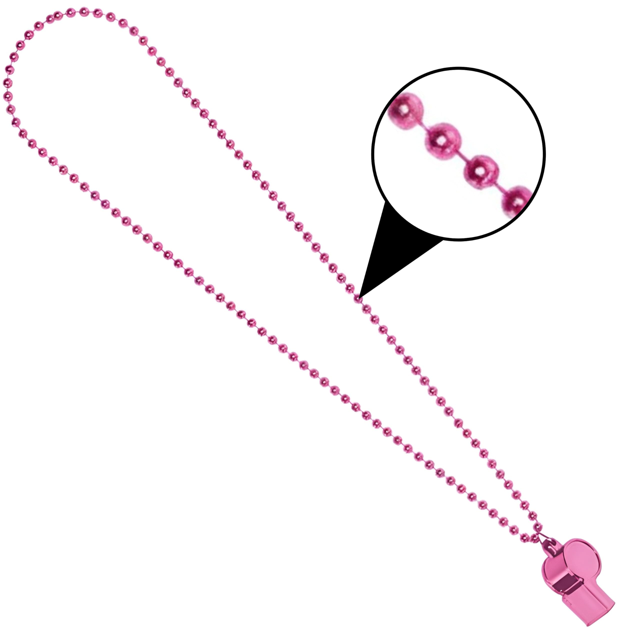 Pink Whistle On Chain Necklace (36") 1 Count - Premium Quality Plastic, Lightweight & Durable - Eye-Catching Design & Multipurpose Accessory - Perfect For Sports, Safety & Fashion
