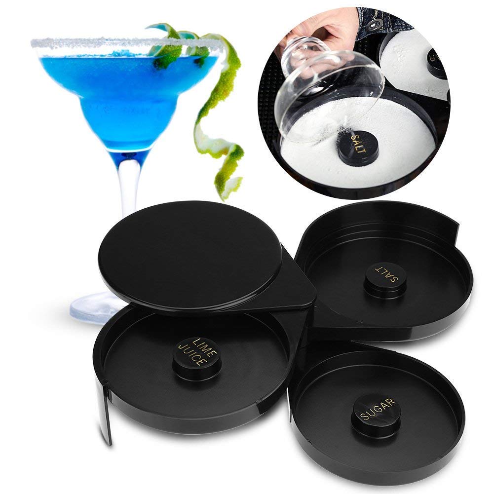 Fdit 3 Tier Bar Glass Rimmer Sugar Salt Rim Lime Glass Cocktail Margarita Bartender Tool for Party Home