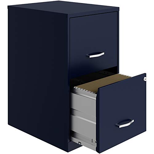 Hirsh Industries Space Solutions 18in 2 Drawer Metal File Cabinet Navy, Letter Size, Fully Assembled