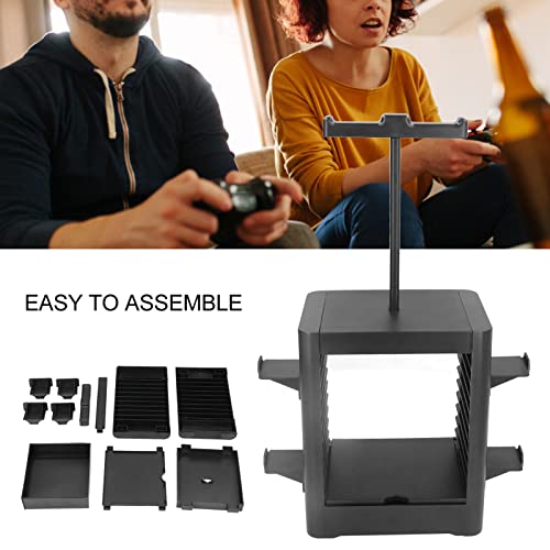 Gaming Disc Organizer Rack, 10 Multifunction Discs 4 Controllers Tower Game Storage for Game Accessories