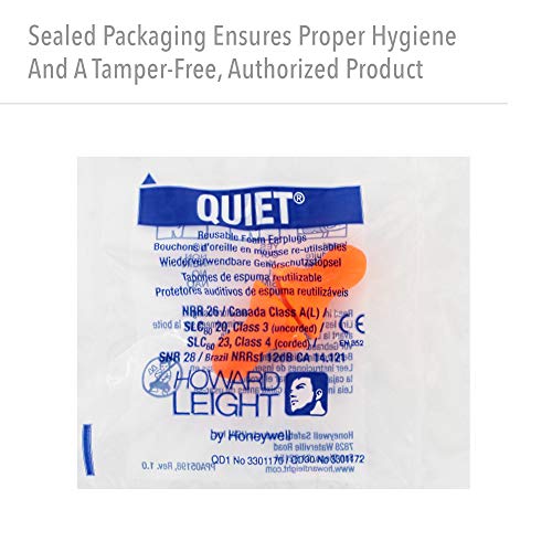 Howard Leight by Honeywell by Quiet Reusable Earplugs, 100 Pairs (QD1), Orange
