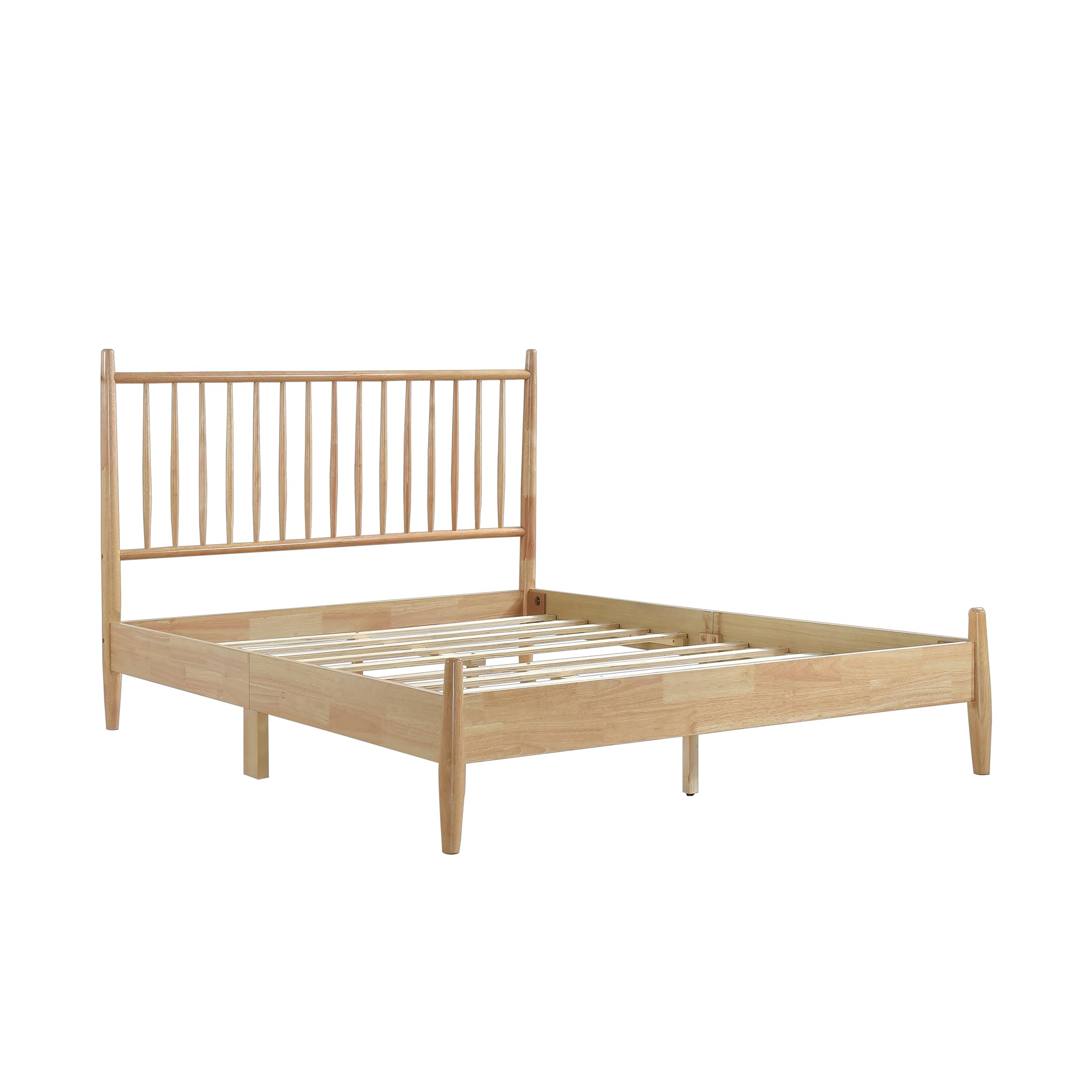 Lexicon Queen Bed Frame with Headboard, Platform Bed Frame Wood, Mid Century Modern Bed Frame with Vertical Slat Headboard, No Box Spring Needed, Easy Assembly, Natural