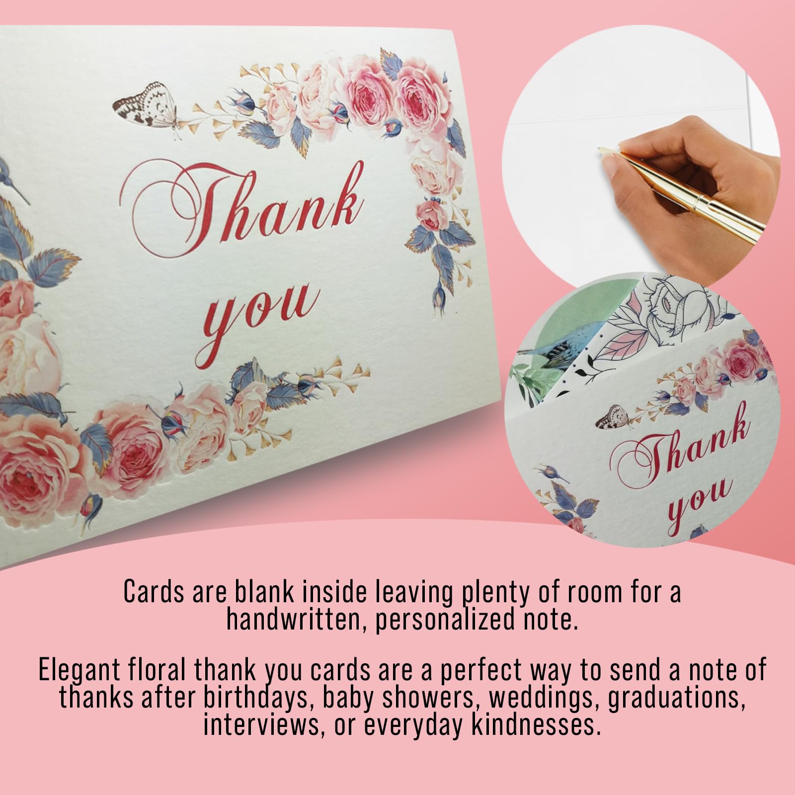 Nuoerp Thank You Cards with Envelopes, Blank Thank You Notes Bulk Set for Small Business, Wedding, Bridal Shower, Christmas, and Graduations, Box Included - 8 Pack, 4.25 x 6 Inch
