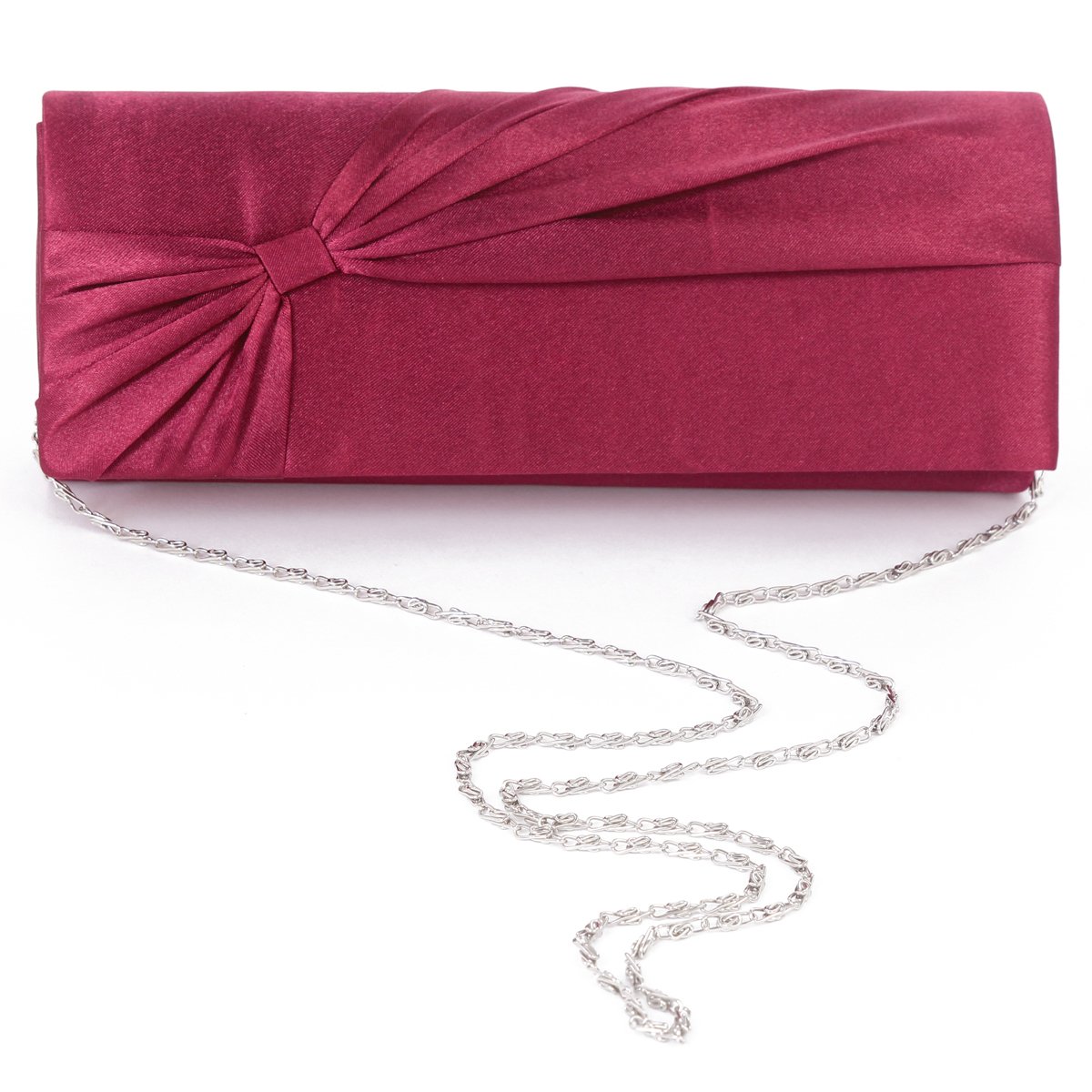 Damara Womens Large Satin Bowknot Prop Wedding Bridal Evening Clutch Bags,Champagne