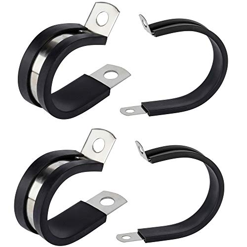 ISPINNER 36pcs 3/8 Inch Stainless Steel Cable Clamp, Rubber Cushioned Insulated Clamp, Metal Clamp, Tube Holder for Tube, Pipe or Wire Cord Installation (3/8 Inch)
