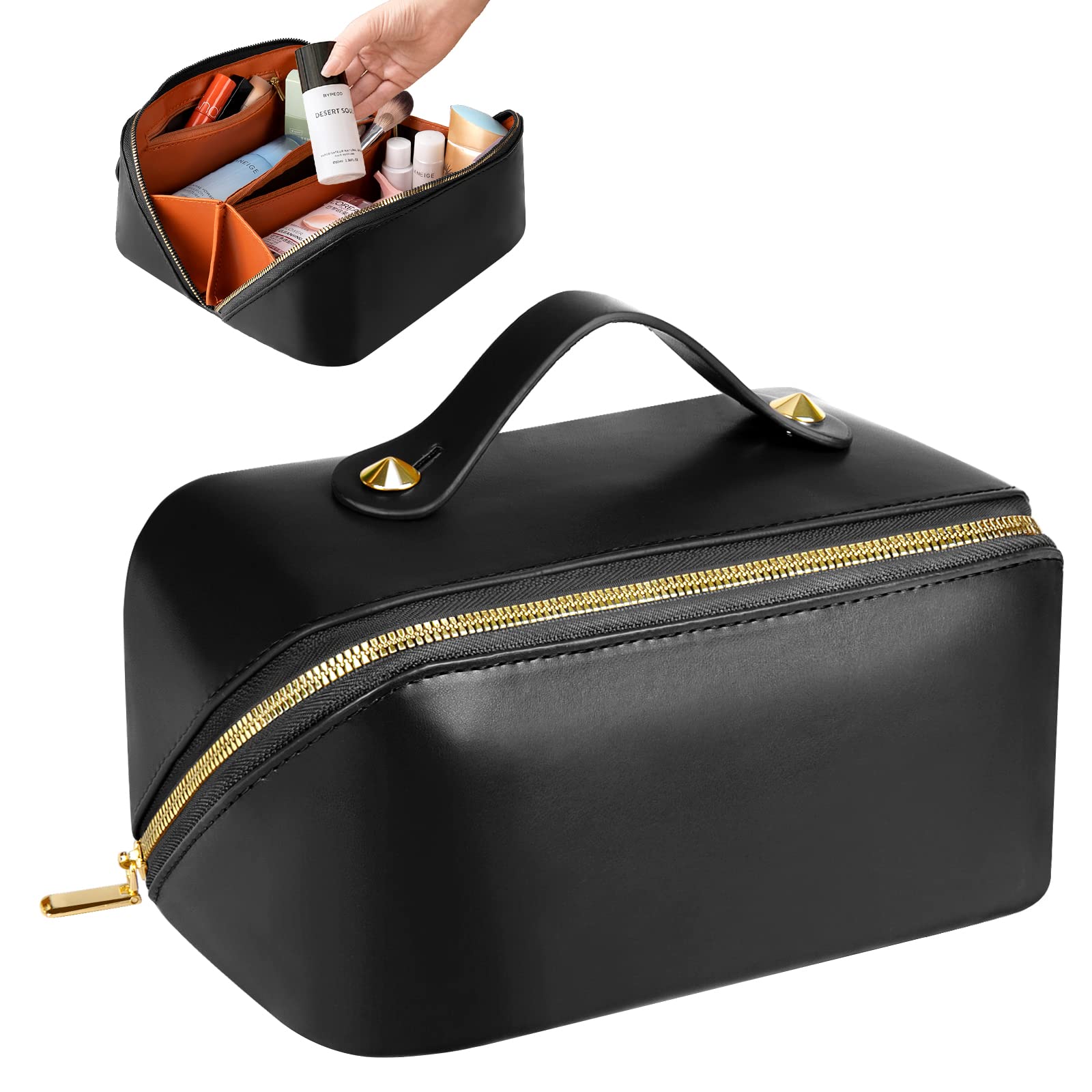 HUANLANG Travel Bag Large Capacity Waterproof PU Leather Organizer Bag for Women