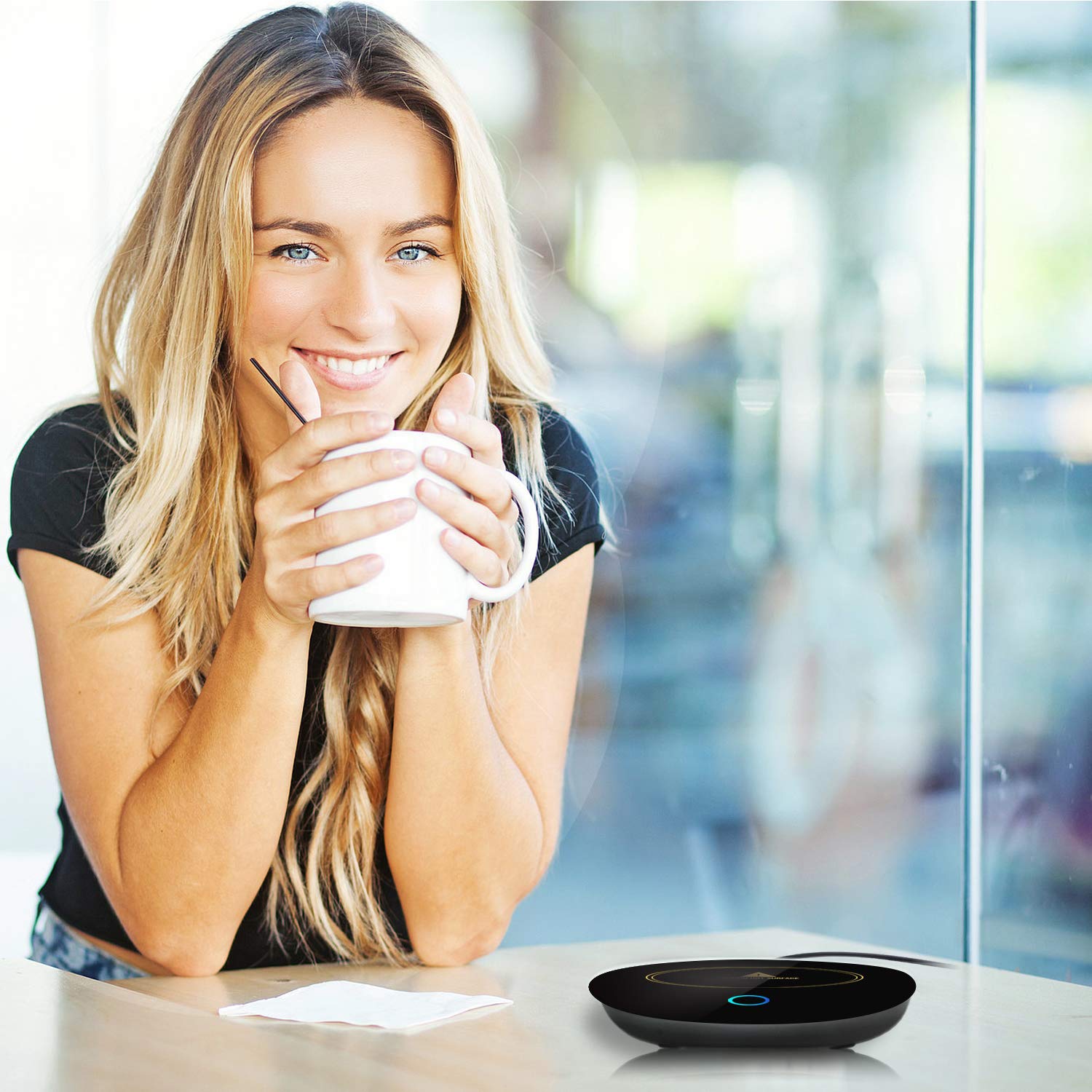 Mug Warmer Coffee Warmer with Automatic Shut Off to Keep Temperature Up to 131℉/ 55℃ Safely Use for Office/Home to Warm Coffee Tea Milk Candle Heating Wax (Black)