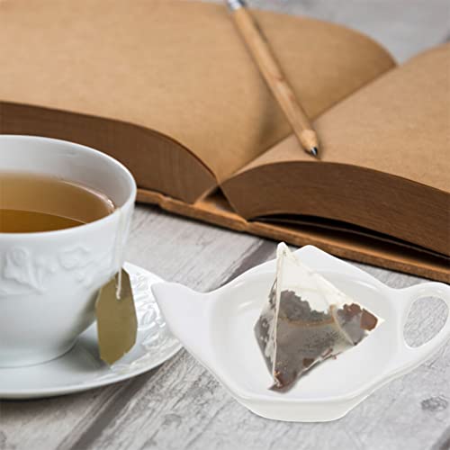 Tea Spoon Rest Jewelry Tray Ceramic Teabag Holder, Tea Bag Holder Teapot Shaped Resting Saucer Spoon Rests Teabag Saucer Seasoning Dish Loose Tea Dish Jewelry Organizer Stand