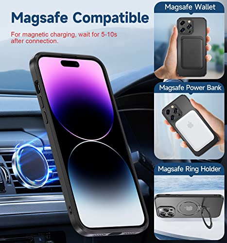 MAGIC JOHN Magnetic Case for iPhone 14 Pro Max Phone Case [Compatible with Magsafe] [with Magnetic Mental Stand][Military Grade Shockproof][Anti Yellowing],Black