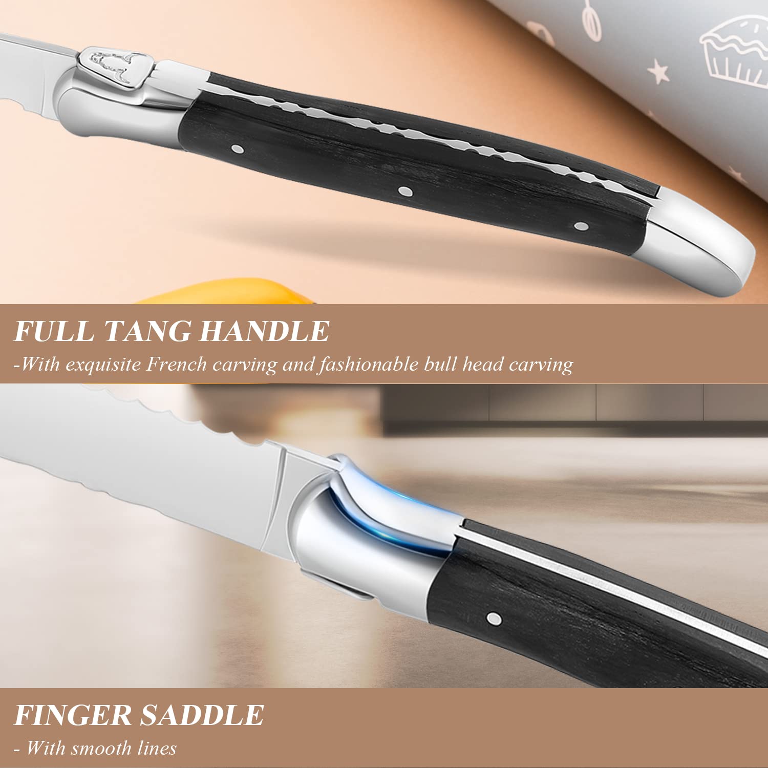 Huusk Japan Knife Bundle with Chef Serrated Bread Knife for Homemade Bread
