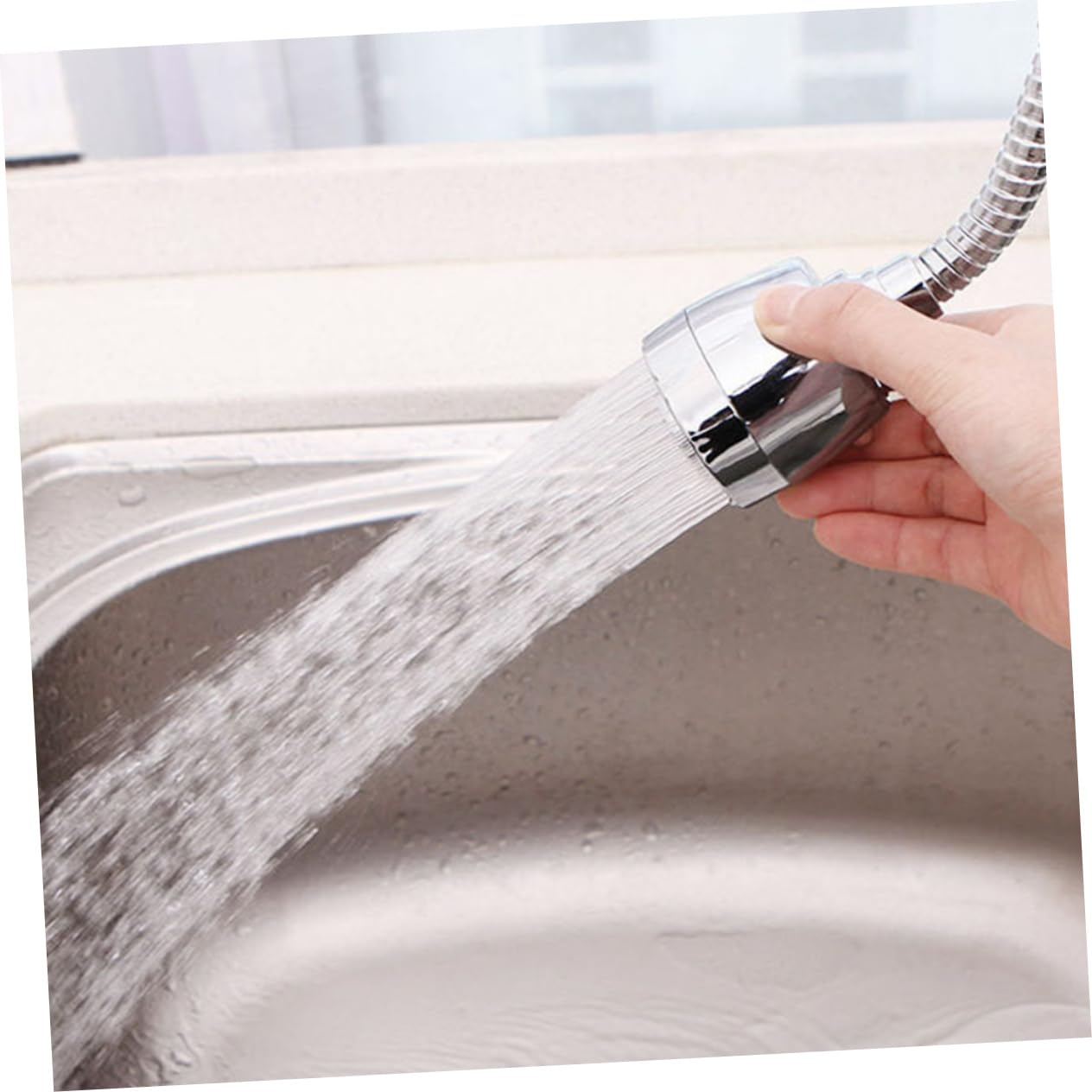 DOITOOL 2pcs Splash Extender Faucet Extension Tubes Faucet Aerator Extender Sink Tap Extender Faucet Head Replacement Swivel Faucet Bubble Sprayer Nozzle Appendix To Rotate Stainless Steel