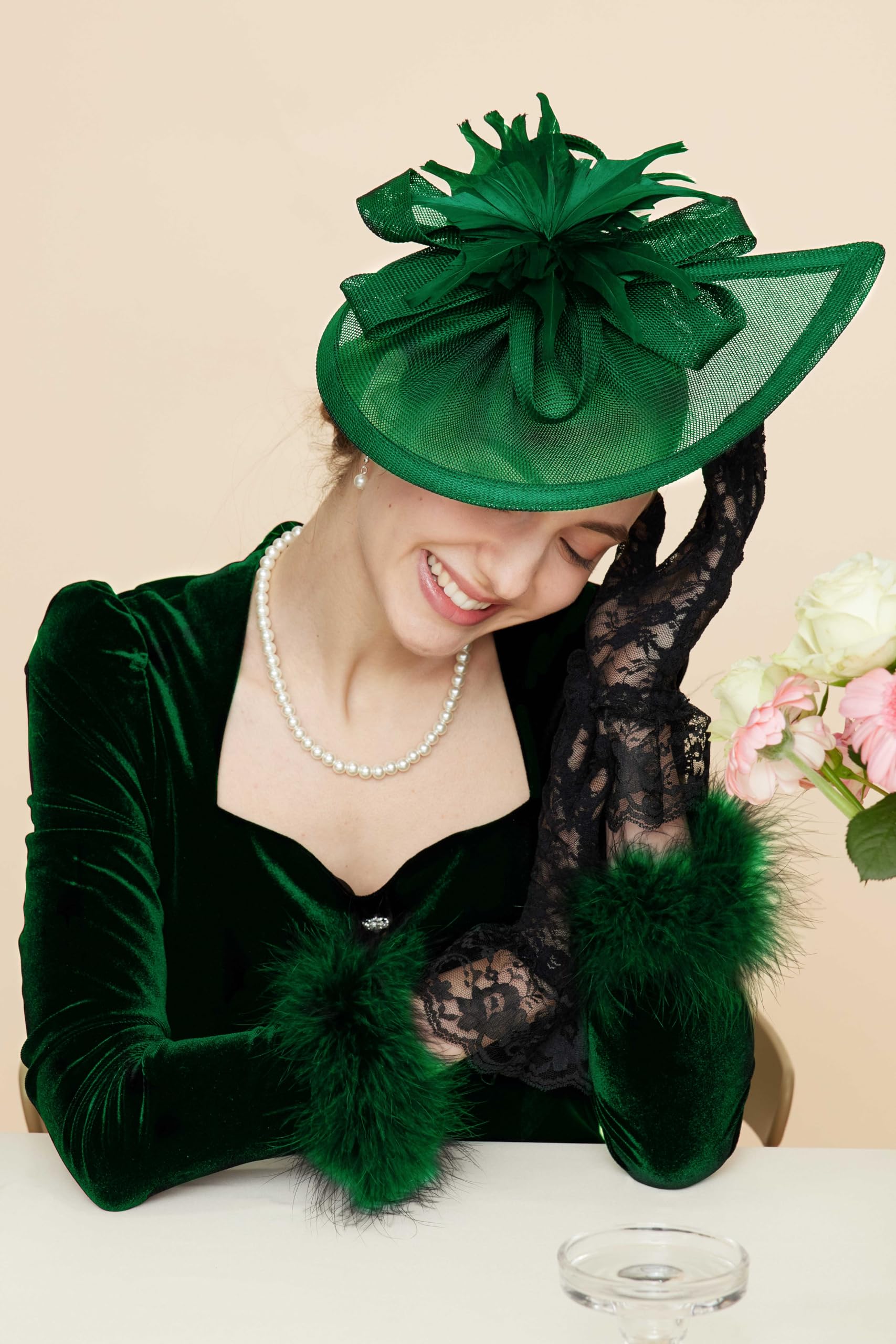 Gionforsy Fascinators Hat Flower Tea Party Hats for Women Feather Kentucky Derby Hat for Wedding