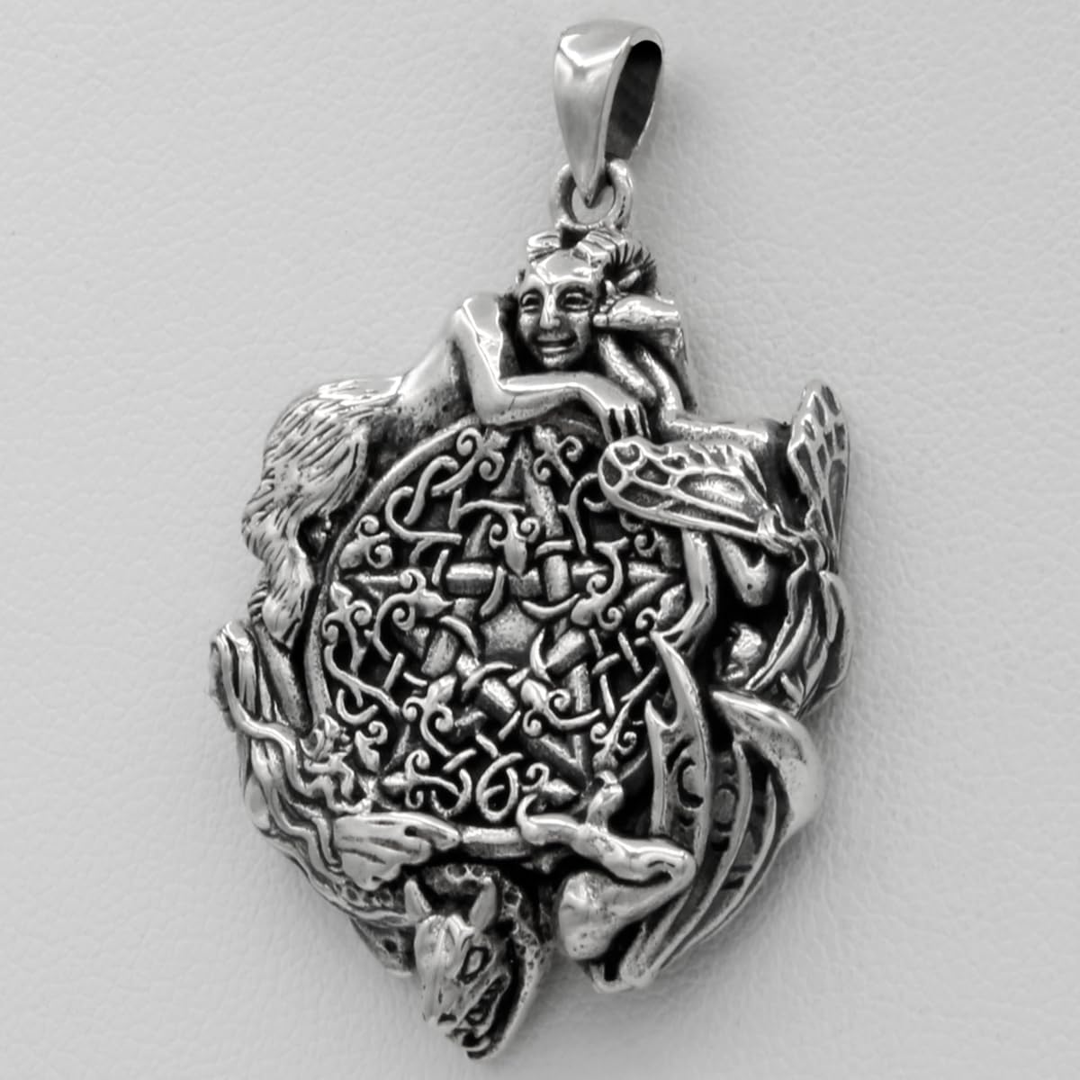 Dryad Design Sterling Silver Fairy Pendant - Fey Pagan Wiccan Pentacle Witchy Faerie Jewelry for Women