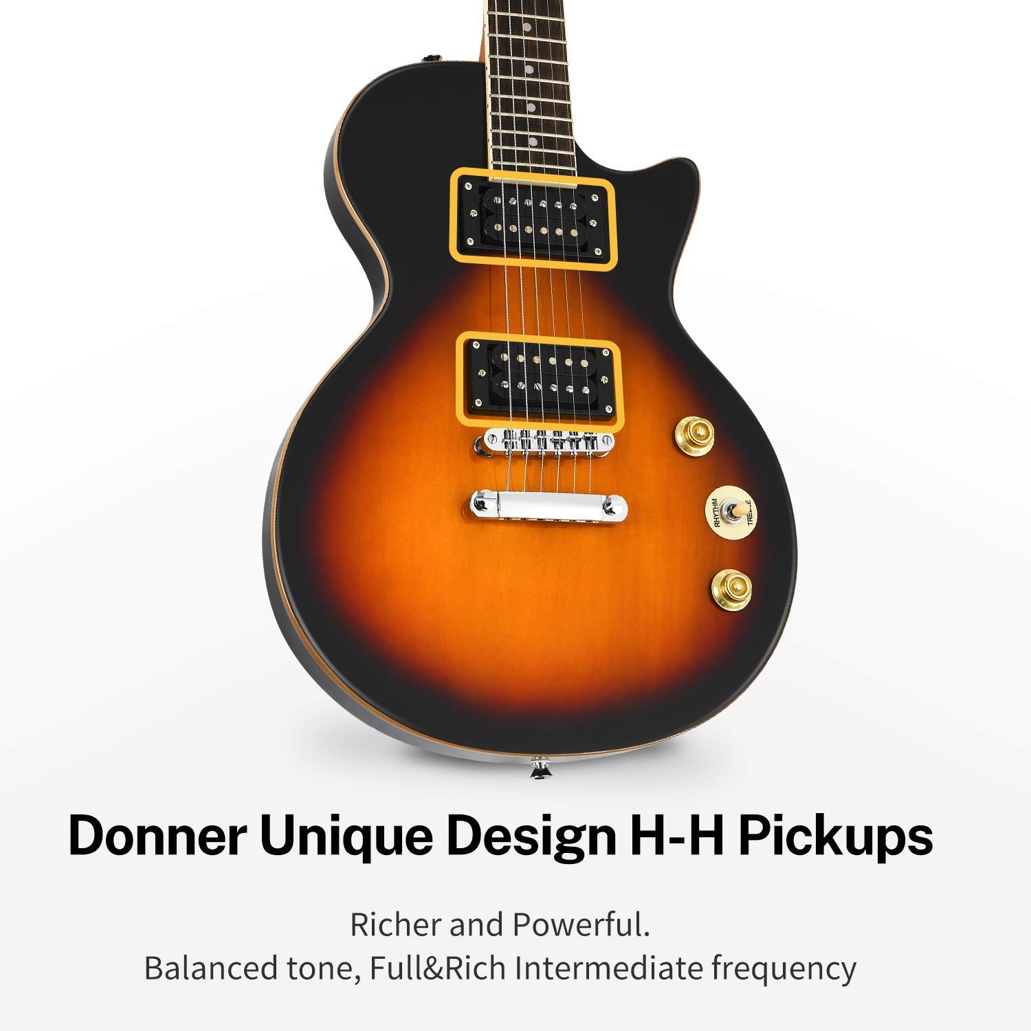 Donner 39 Inch LP Electric Guitar & 5 Watt Wireless Small Electric Guitar Amplifier, Cyclops Guitar Combo Amp with 7 Amplifier Models 3 Types of Effects: Mod, Delay, Reverb and Drum Machine
