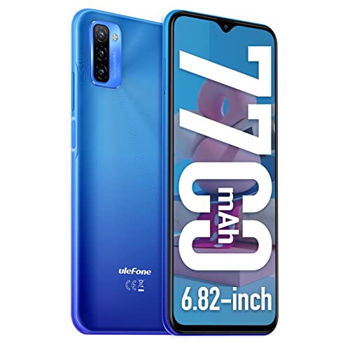 Ulefone Unlocked Smartphones Note 12P, 7700mAh High Capacity Battery, 6.82 inch HD+, 13MP + 2MP + 2MP, Dual Sim Phones Unlocked, Andorid 11 4GB+64GB ROM, Fingerprint Face Detection, T-Mobile - Blue