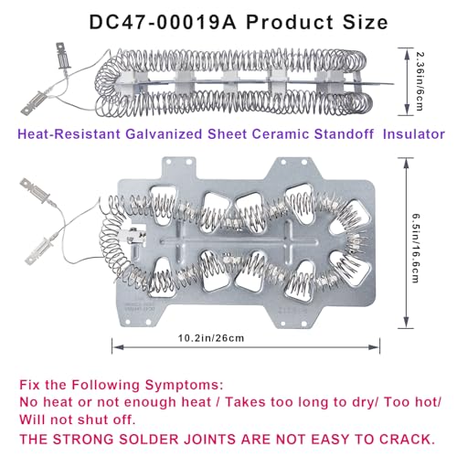Dryer Heating Element(DC47-00019A)for Samsung, Thermal Fuse( DC96-00887A) and (DC47-00016A), Thermostat (DC47-00018A )Dryer Repair Kit Replacement