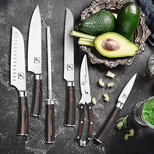 Kitchen Knife Set with Block, imarku 16-Piece Japanese Kitchen Knife Set, Ultra Sharp Stainless Steel Knife Set with Removable Block and Knife Rod