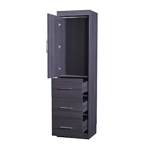 Twin Size Murphy Bed with Storage Drawer and Wardrobe, Twin Storage Bed, can be Folded into a Cabinet, Metal Twin Platform Bed Frame for Kids Teens Adults, No Box Spring Needed (Gray)