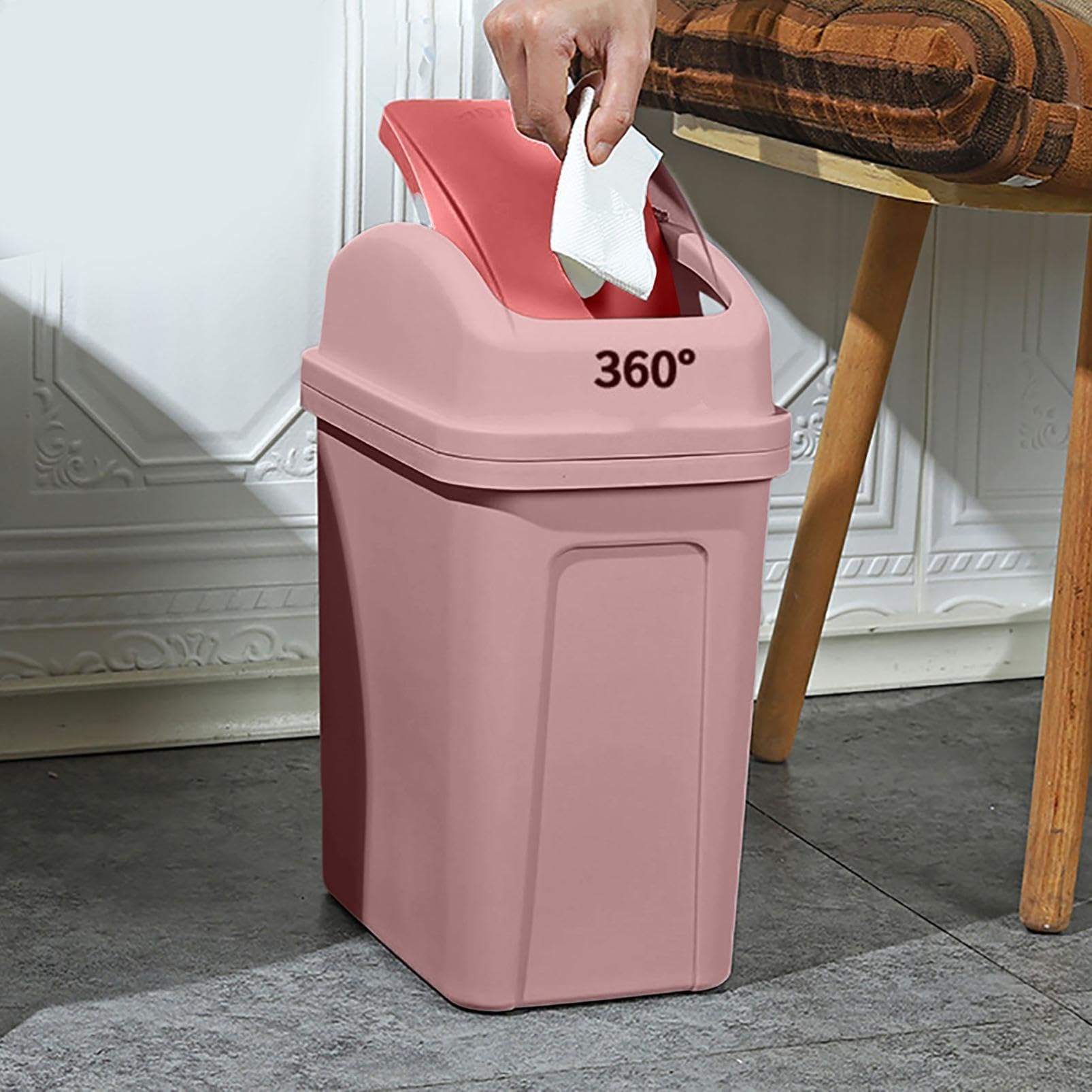 Generic 13 Gallon Kitchen Trash Can, Plastic Trash Cans with Swing Lid, Garbage Can for Kitchen, Office Bathrooms Bedrooms Dorms, (Green), SAD031