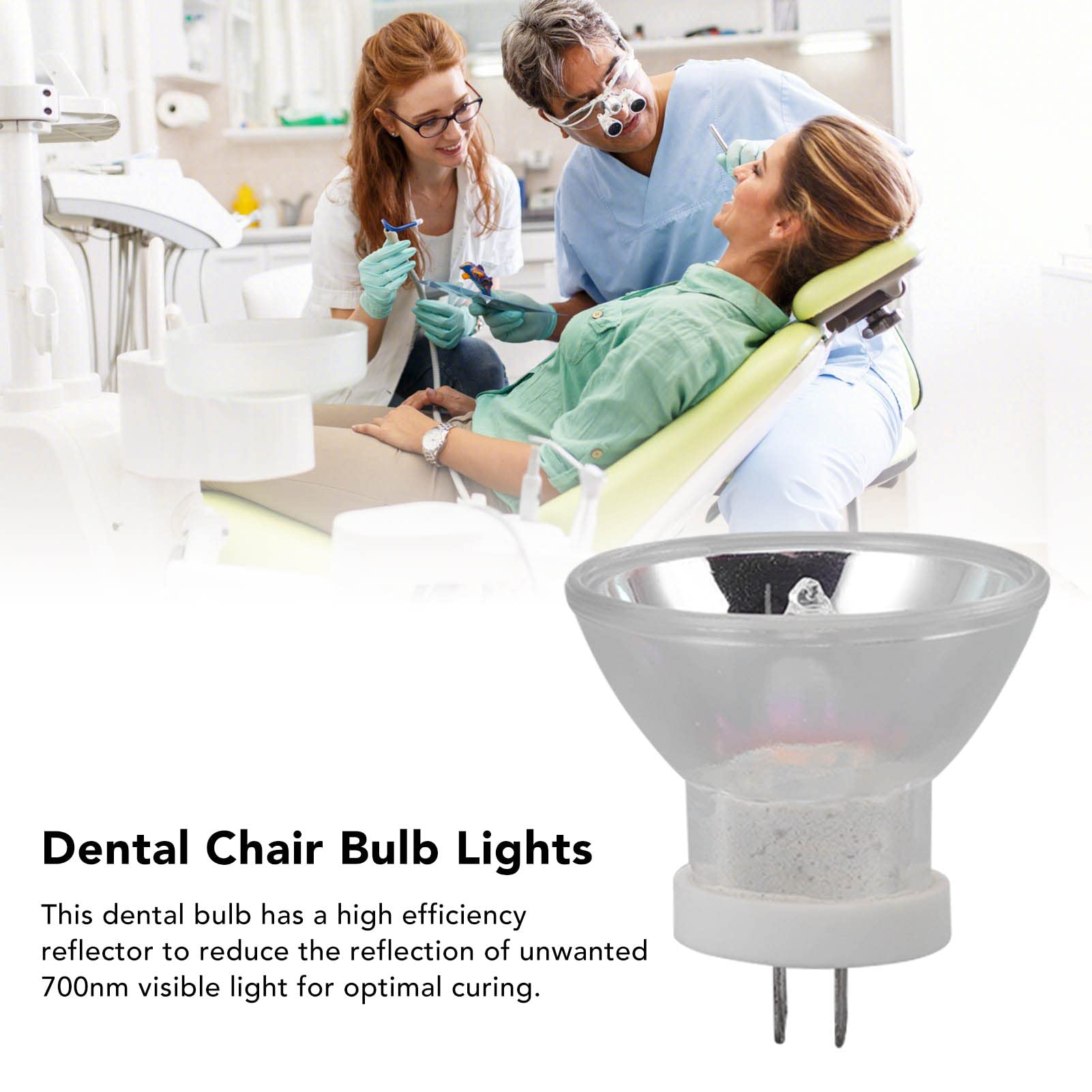HURRISE Dental Chair Halogen Bulb Lights, Professional Heat Conduction 12V 75W 35mm Bulbs for Dentists Cold Light Source