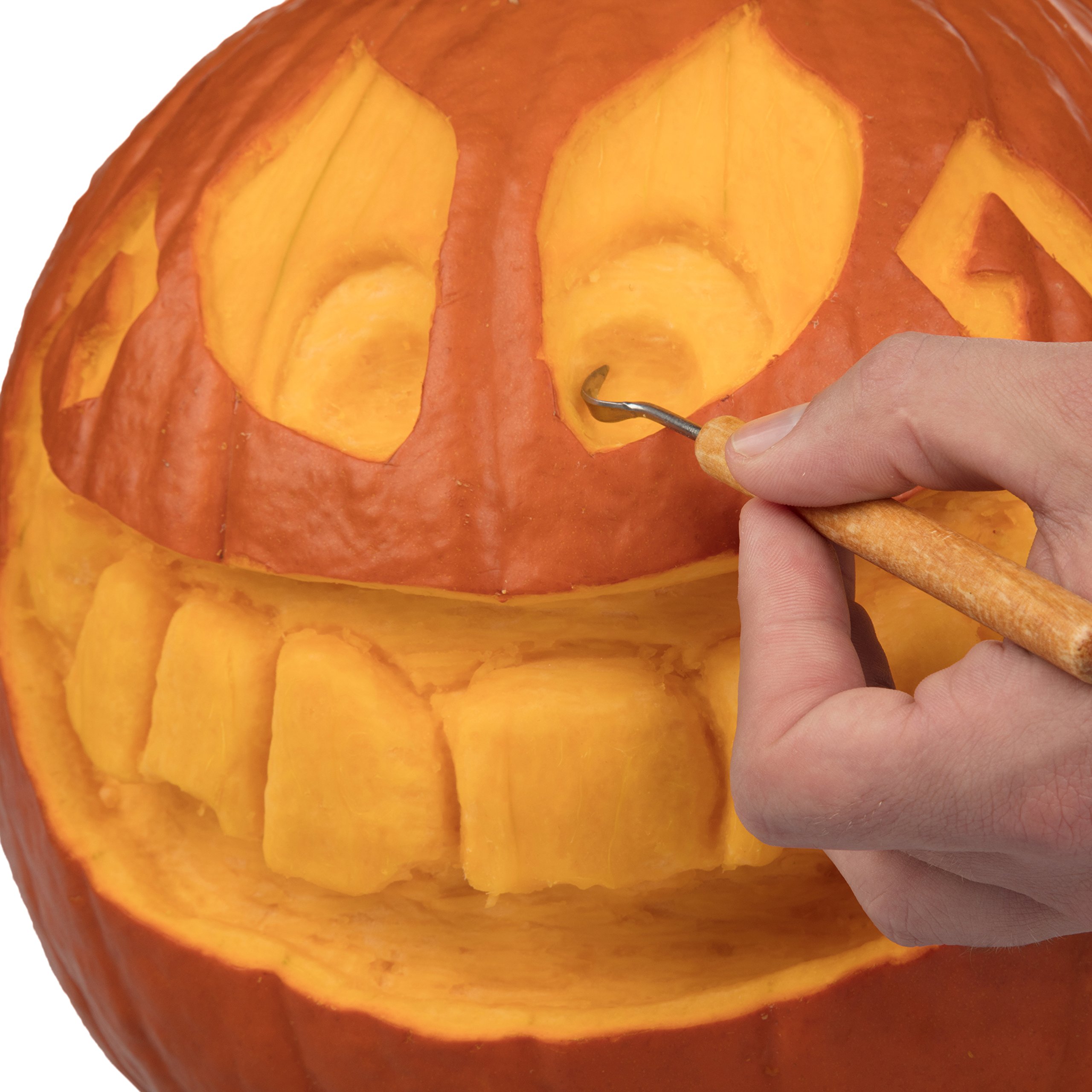 Pumpkin Carving Kit (21 Tool Set) w 11 Double Sided Pieces - Halloween Professional Sculpting, Cutting and Carving Knife Supplies for Fall Jack-O-Lanterns, Pumpkins, Decorations for Kids and Adults